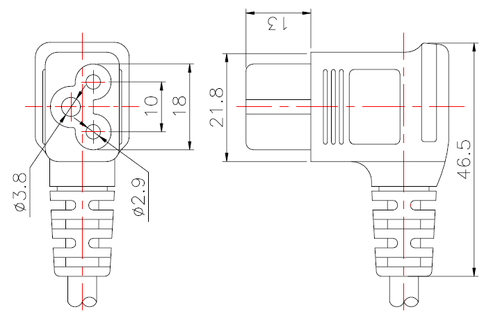 Taiwan CNS 10917 C5 3-Pin Right Angle Type AC Connector, 2.5A 125V_Products | AC power cord ...